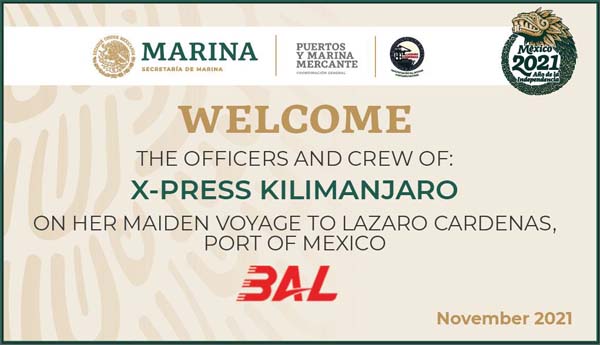 BAL CONTAINER LINE ARRIBA POR PRIMERA OCASIÓN AL PUERTO DE LÁZARO CÁRDENAS.